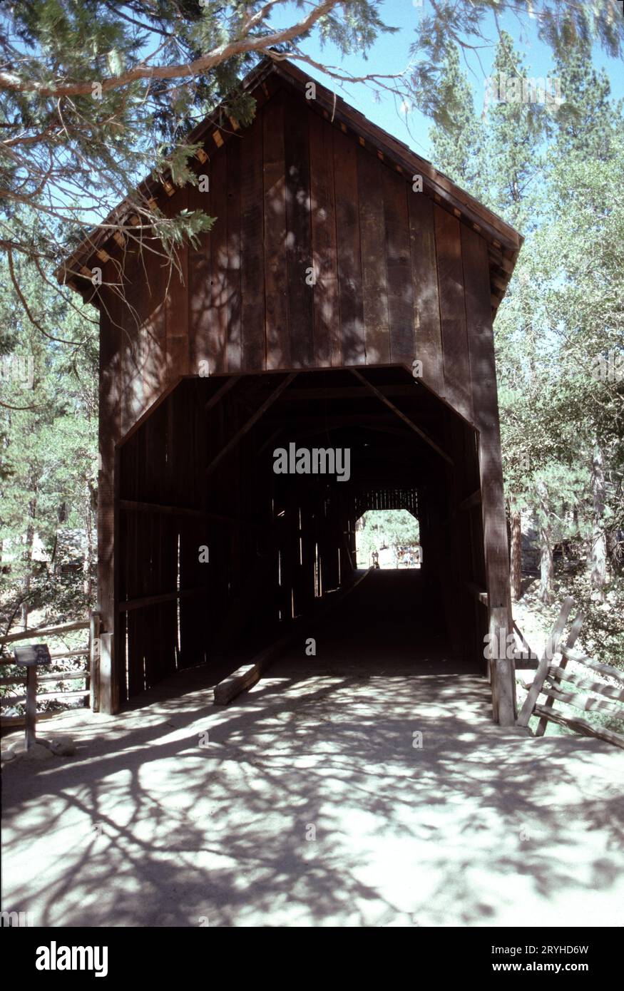 Yosemite National Park, CA. USA 5/1995. The Wawona Covered Bridge is a ...