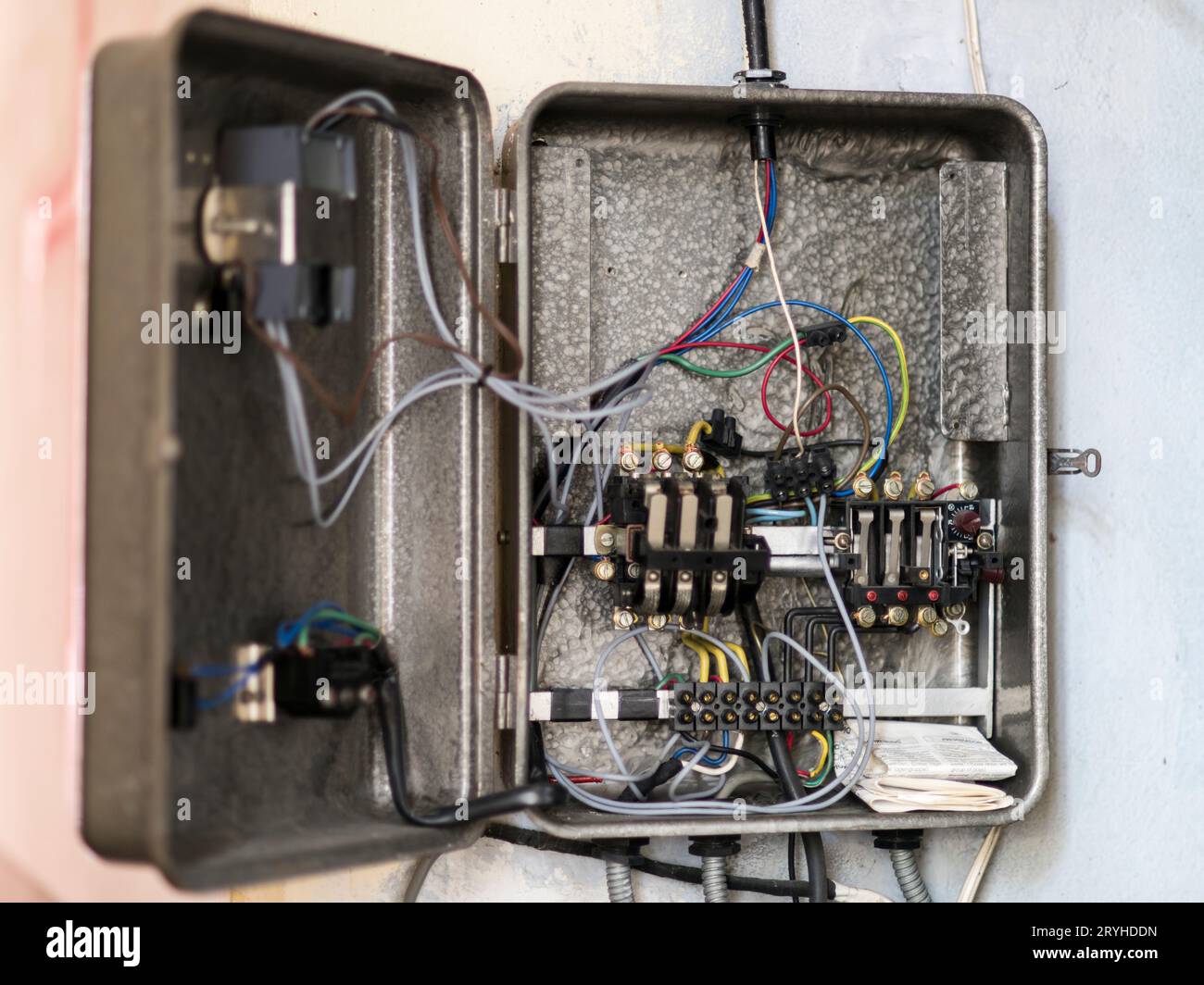 An old broken electrical panel Stock Photo - Alamy