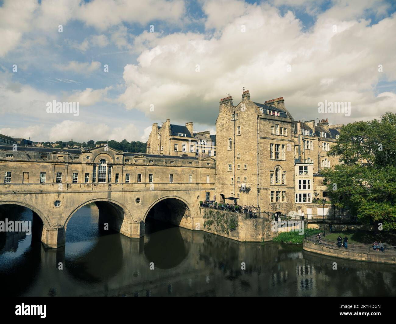 Landmark, Pulteney Bridge, River Avon, City of Bath, Somerset, England ...