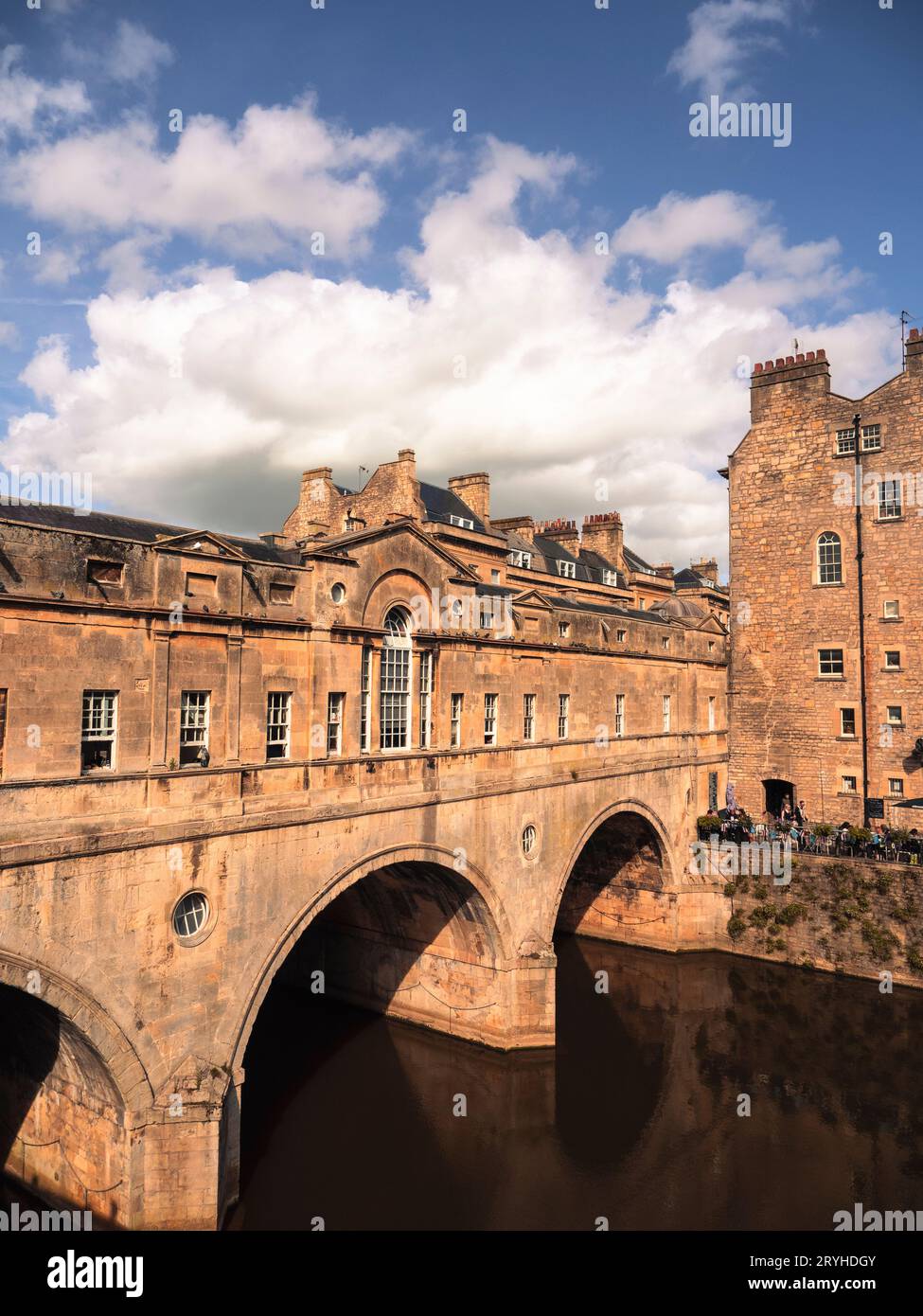 Landmark, Pulteney Bridge, River Avon, City of Bath, Somerset, England ...