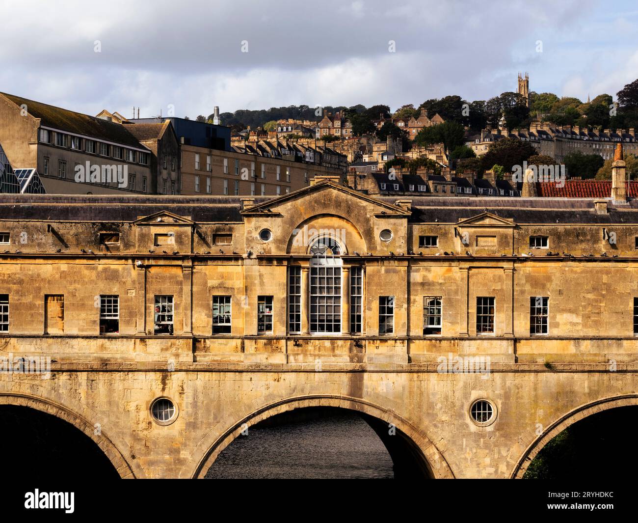 Landmark, Pulteney Bridge, River Avon, City of Bath, Somerset, England ...