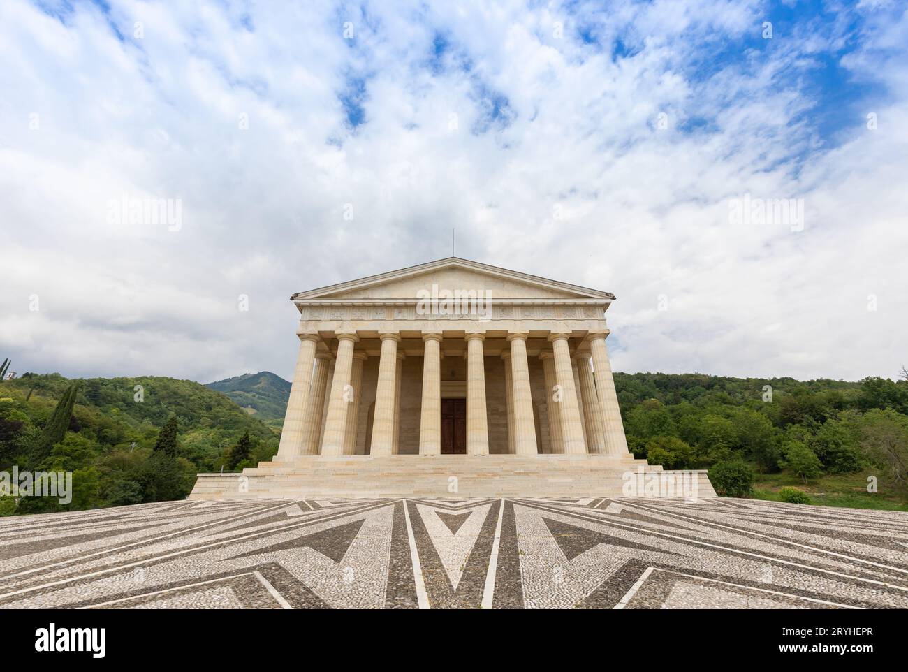 Possagno, Italy. Temple of Antonio Canova with classical colonnade and ...