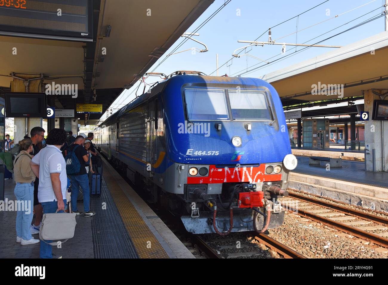 Pisa, Italy. September 18, 2023. Train in Italy equipped with charging ...