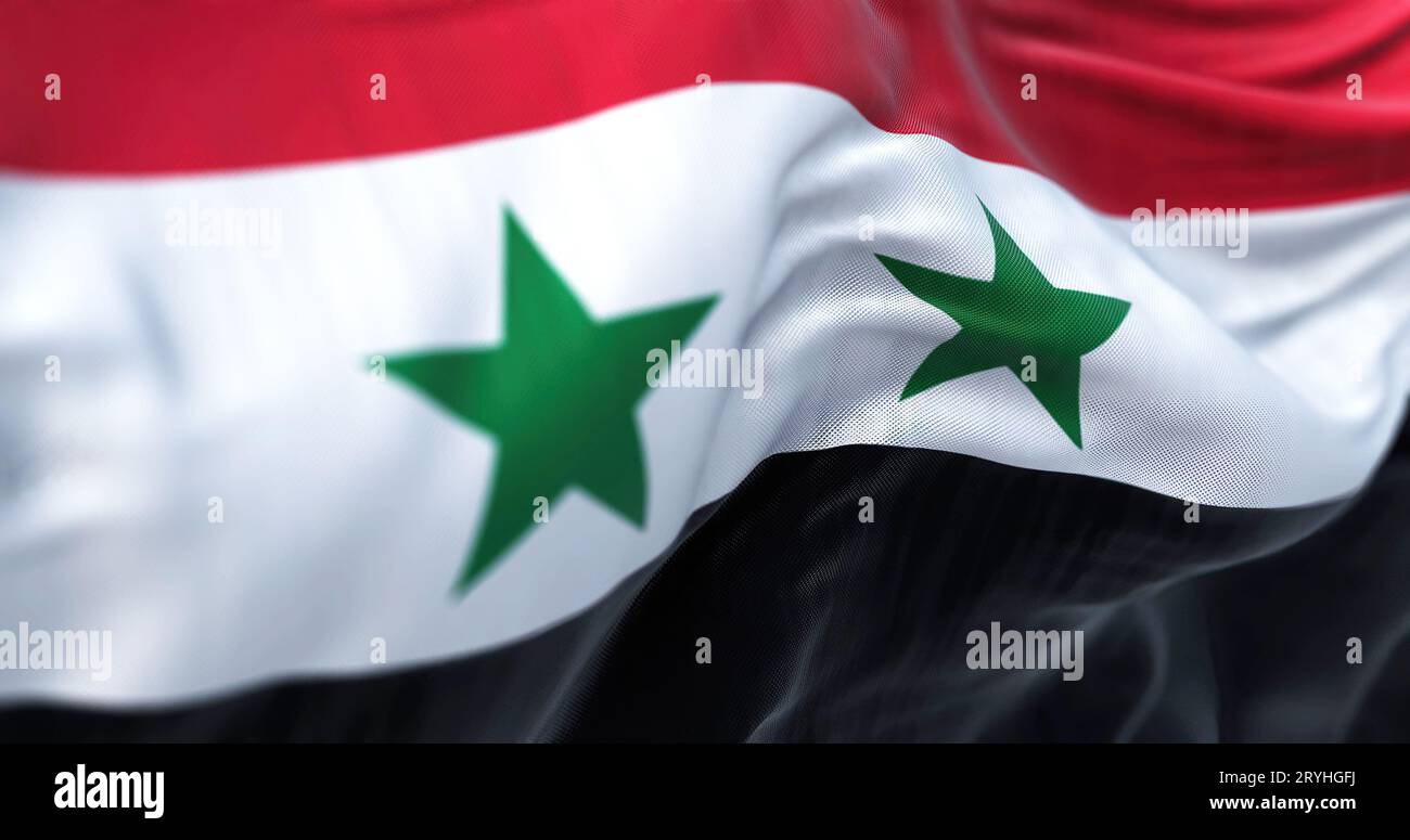 Close-up view of the Syria national flag waving in the wind Stock Photo ...