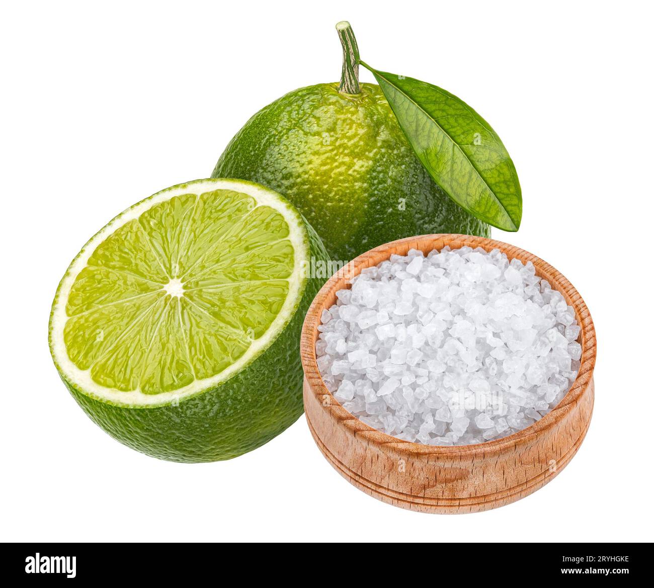Lime slice with salt, margarita cocktail ingredient isolated on white ...
