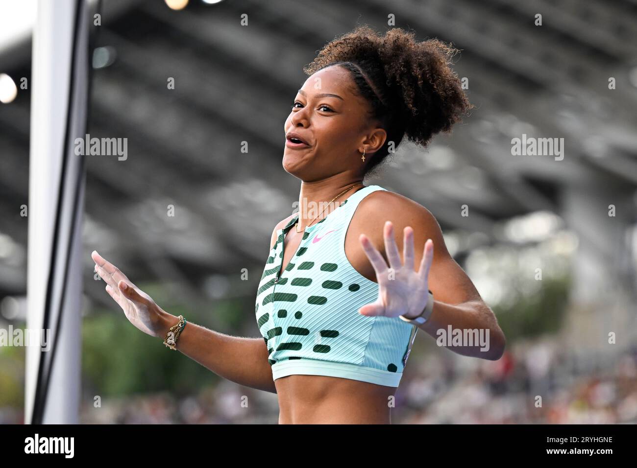 Marie-Julie Bonnin (women's pole vault) during the Meeting de Paris ...