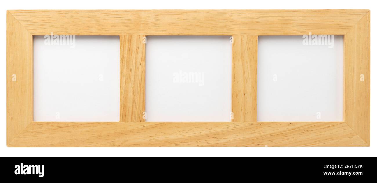 Three slot photo frame with blank spaces for pictures or text isolated ...