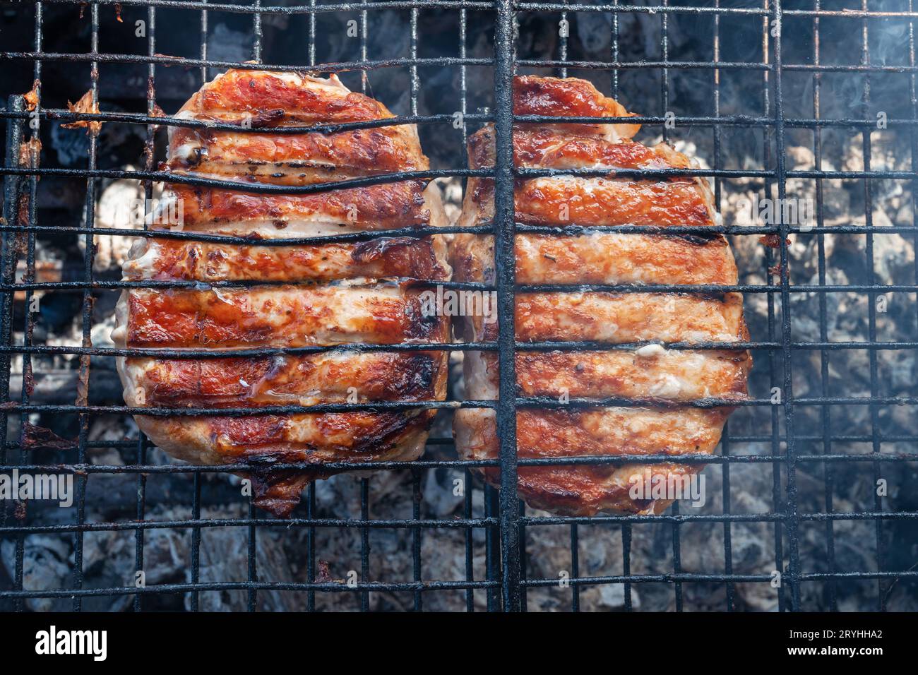 Grilled pork meat Stock Photo - Alamy