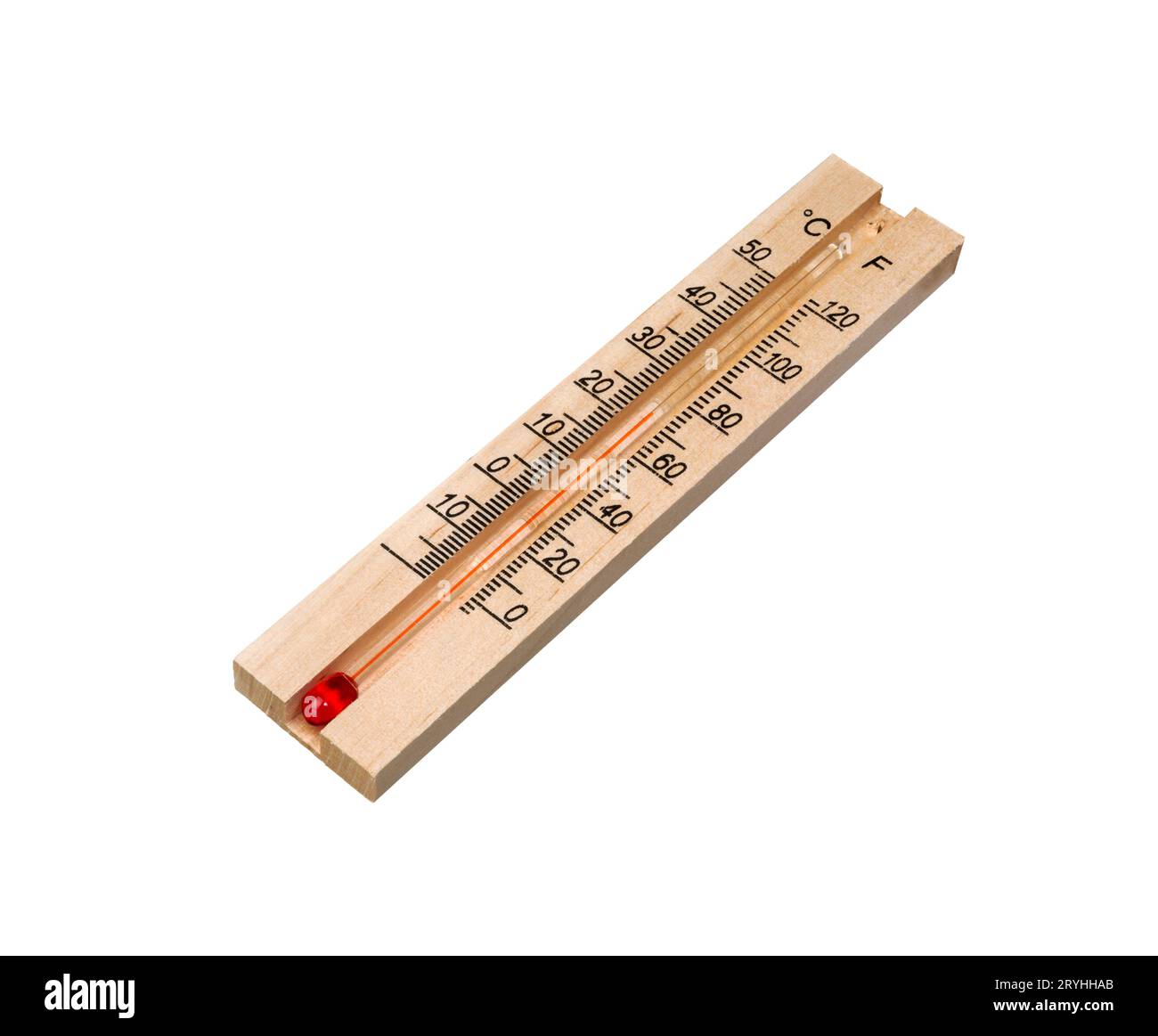 Room thermometer. Wooden thermometer with high temperature close-up ... Room thermometer. Wooden thermometer with high temperature close-up ...