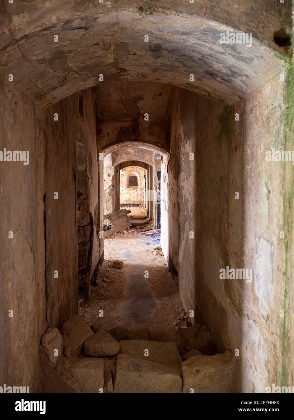 Inside an abandoned military fortress Stock Photo - Alamy