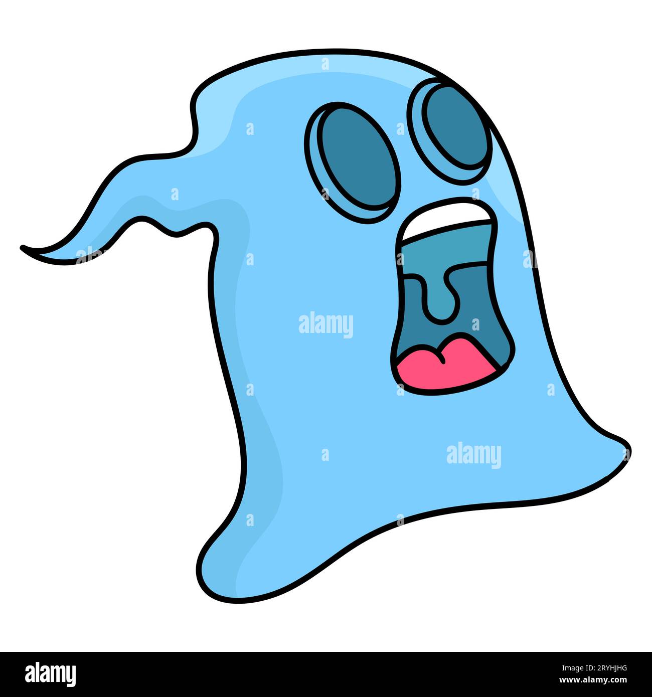 blue ghost head with a scary face, vector illustration carton emoticon ...
