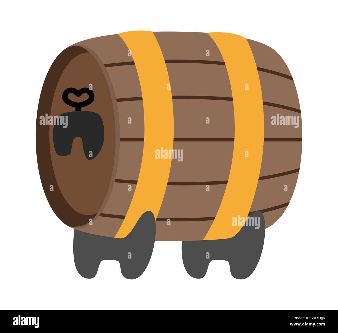 Vector barrel with wine bottle icon. Cask illustration. Cute France ...