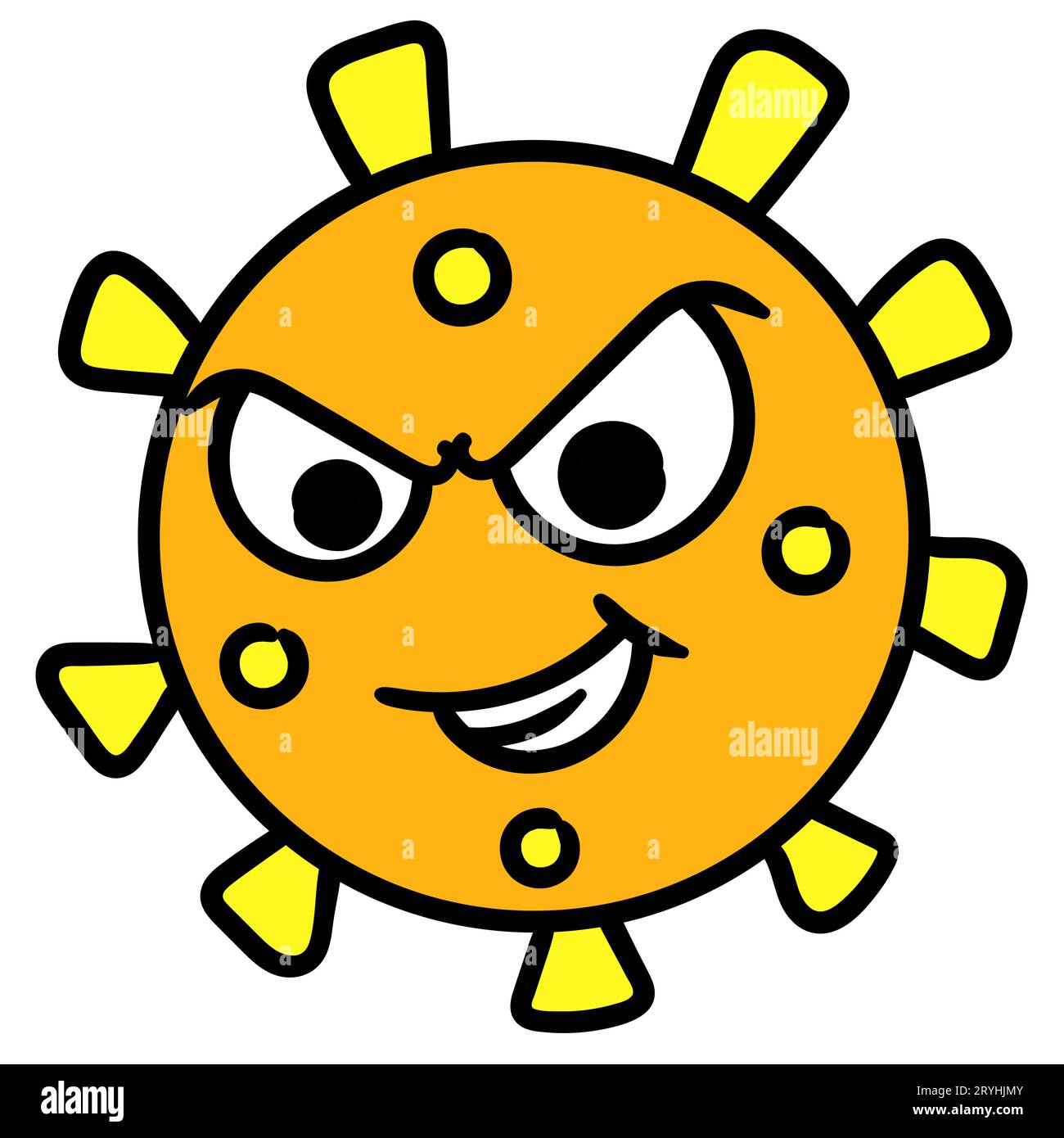 evil faced microscopic virus emoticon is ready to infect, vector ...