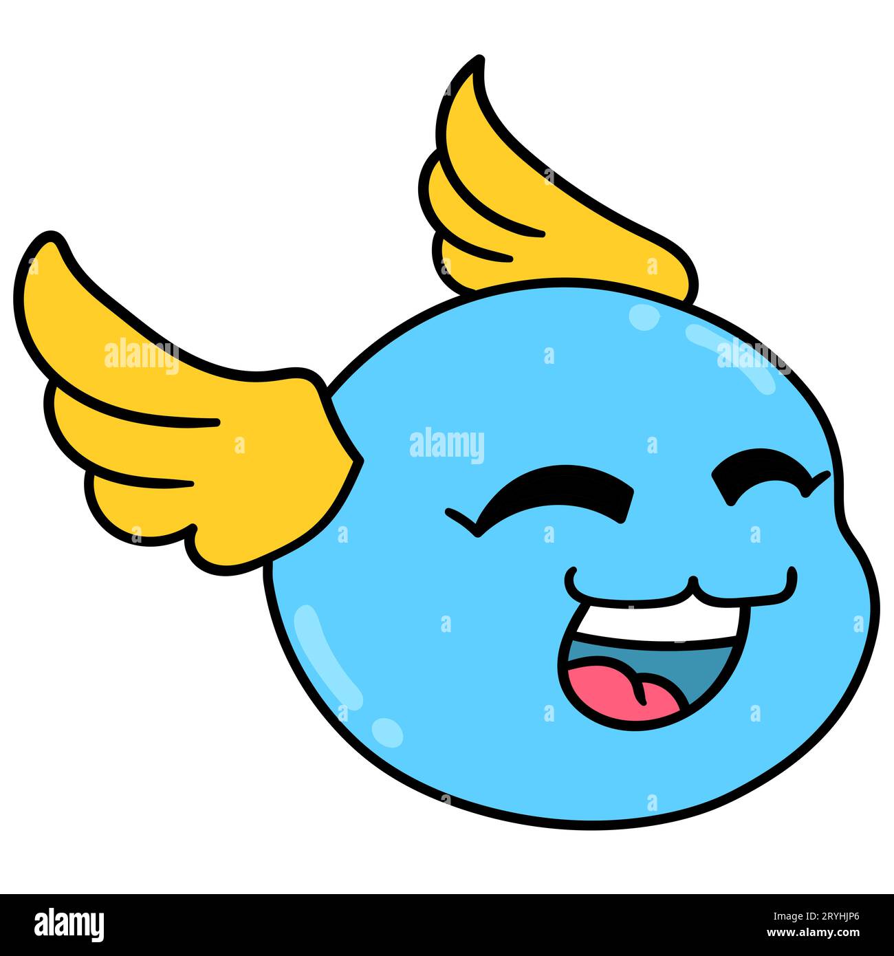 a smiling head with a cute face with wings, vector illustration carton ...