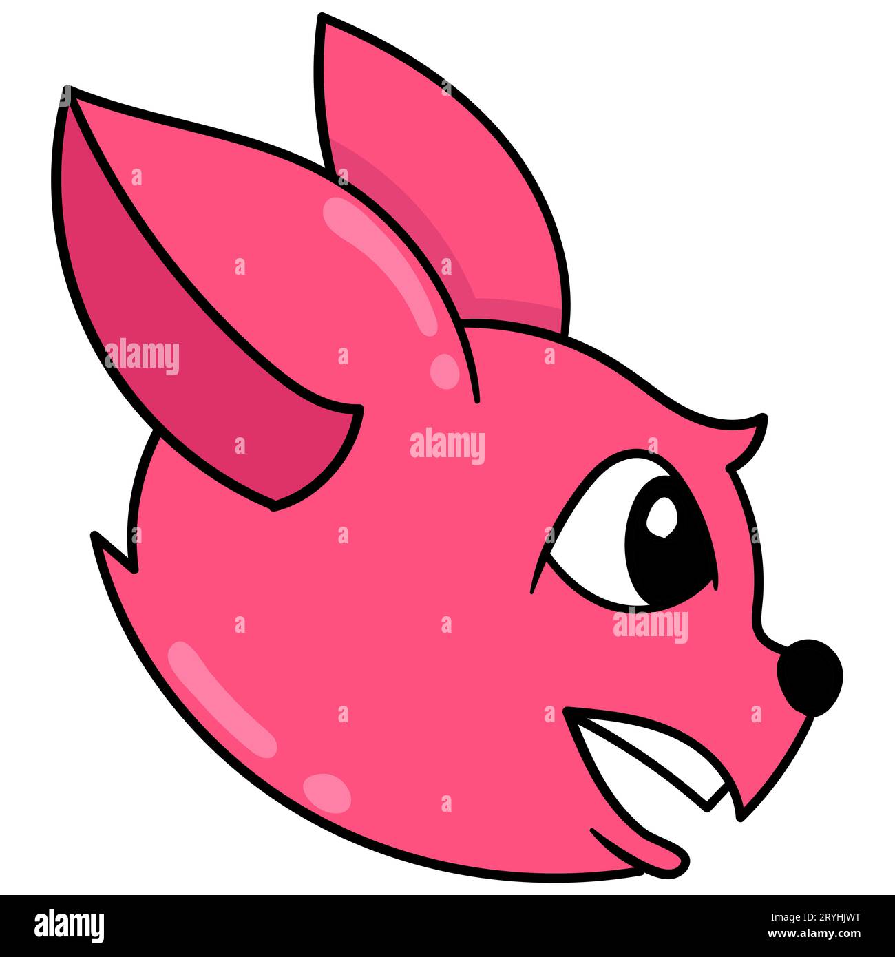 the pink faced weasel head smiled from the side, vector illustration ...