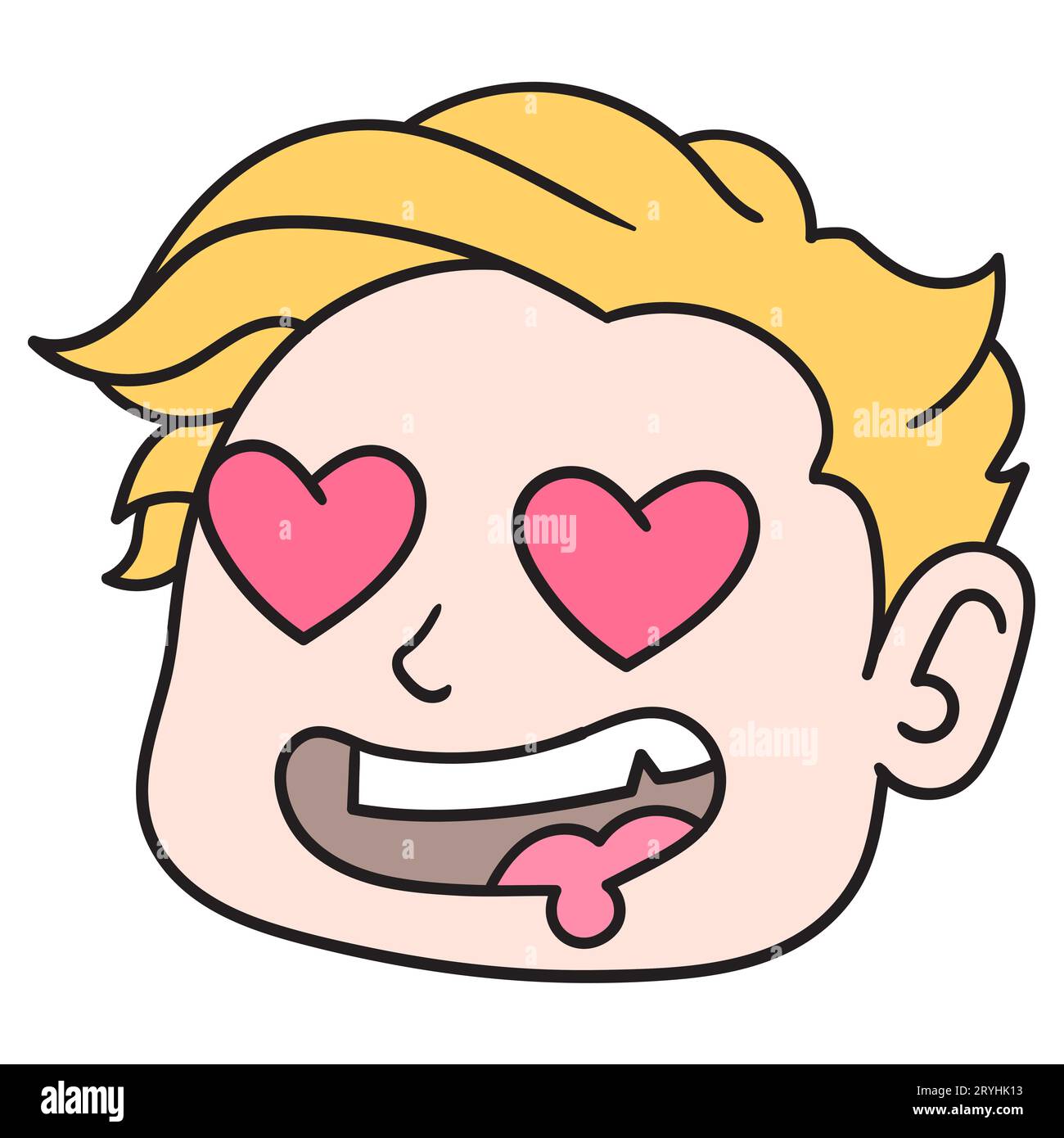 head boy is admiring and in love, vector illustration carton emoticon ...