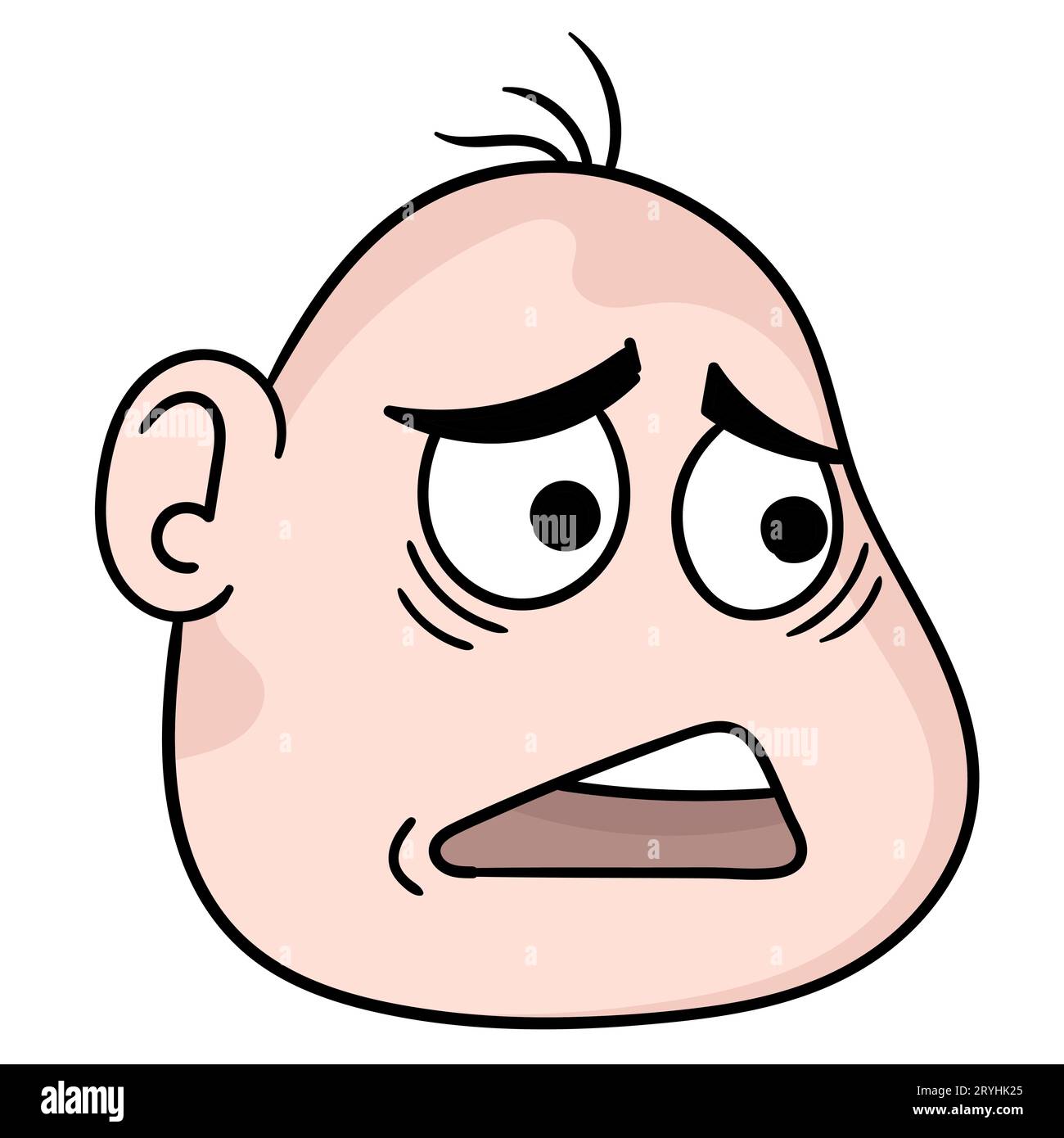 the head of the bald boy the face deprived of sleep sleepy and sad ...