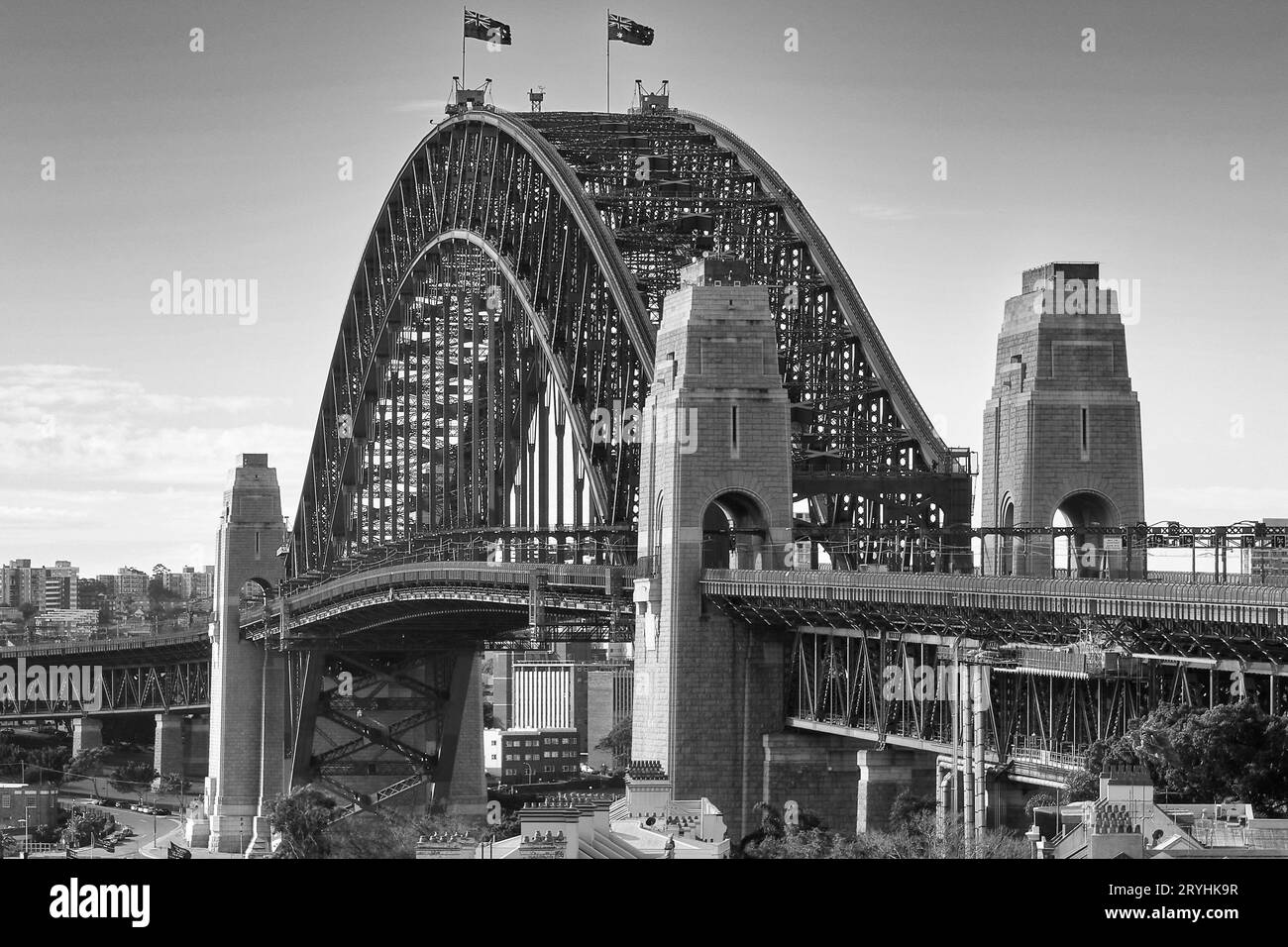 Black And White Photo Of The Historic Through Arch Steel Sydney Harbour ...