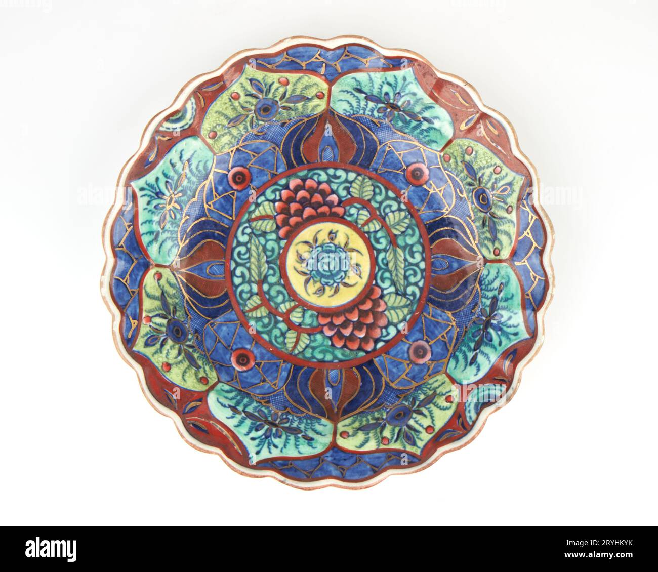 Antique chinese 18th century clobbered porcelain plate hi-res stock ...