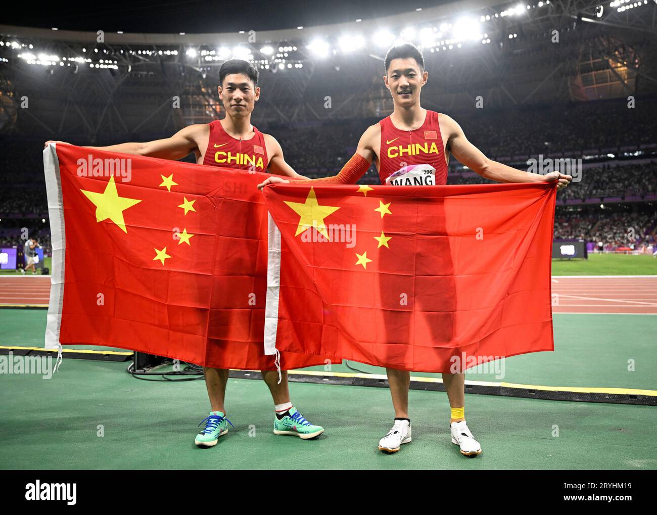 Hangzhou, China's Zhejiang Province. 1st Oct, 2023. Wang Jianan(R) of ...