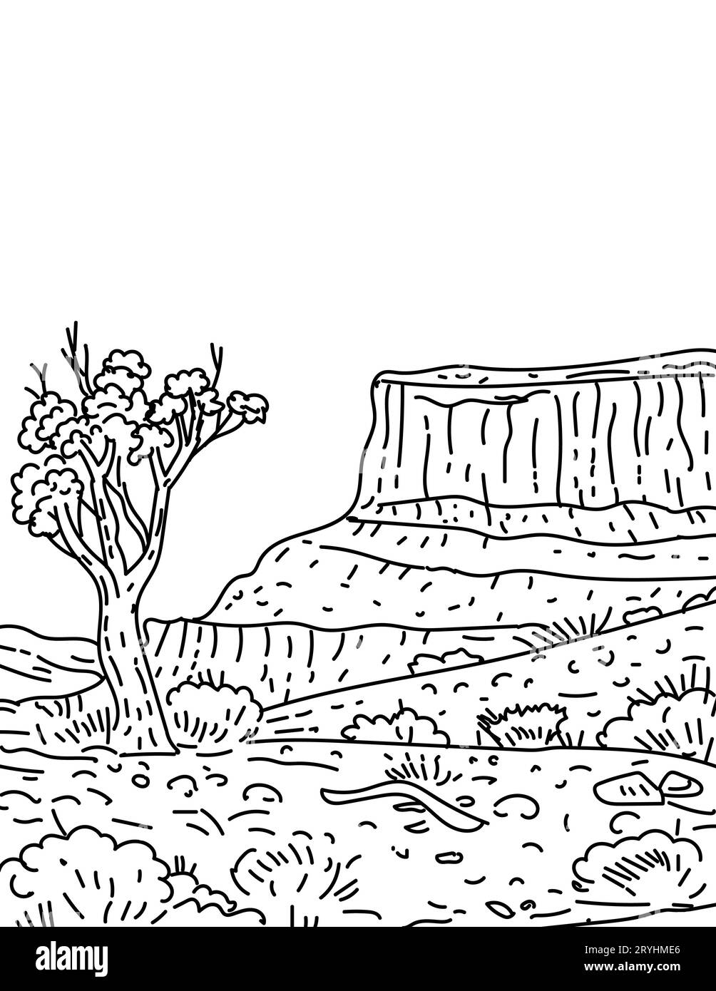 Capitol Reef National Park in Utah Monoline Line Art Drawing Stock ...