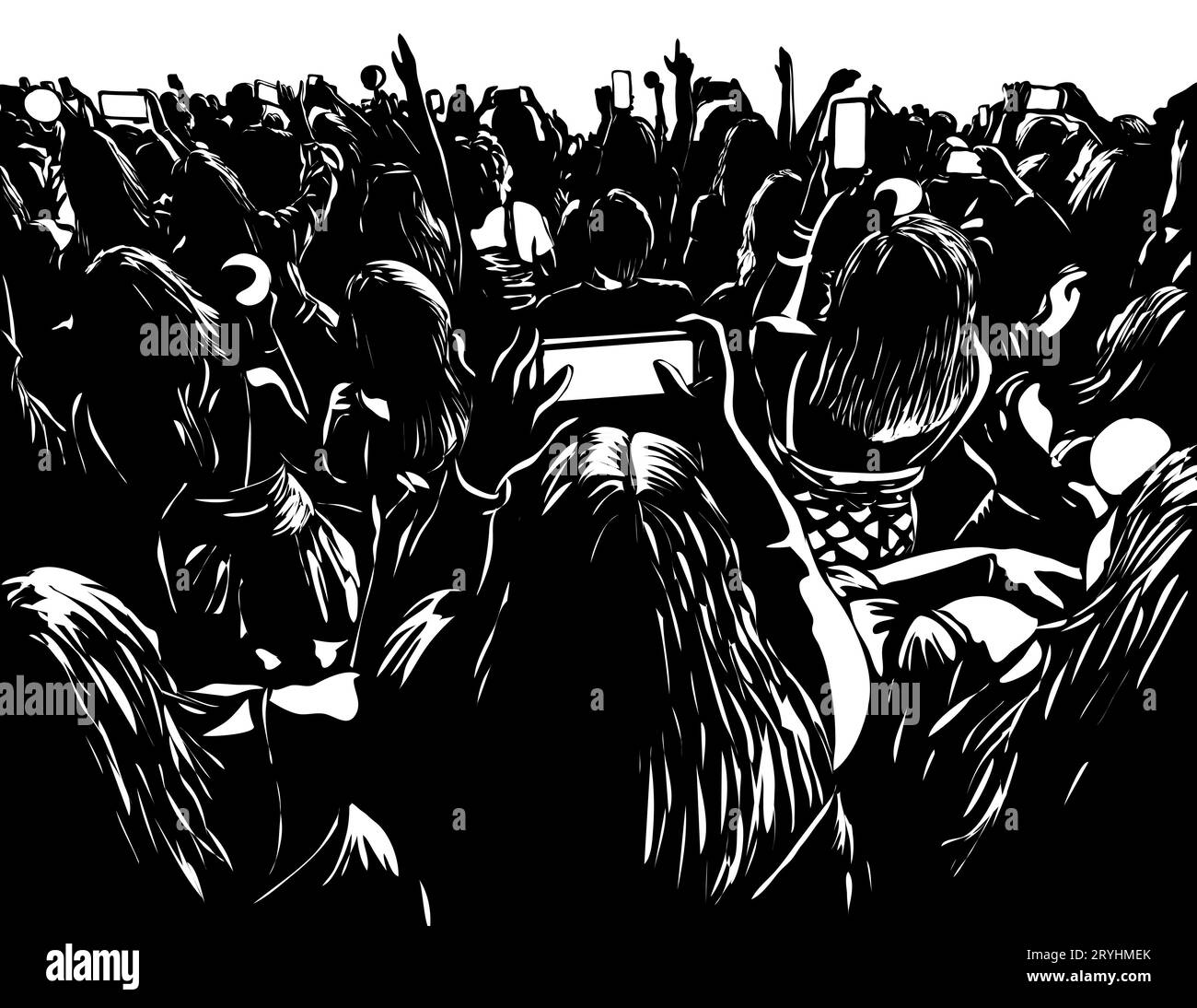 Silhouette crowd protest hi-res stock photography and images - Alamy