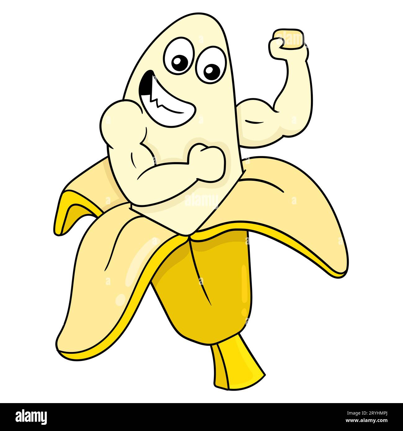 bananas with vitamins, healthy, big muscles and nutritious, vector ...