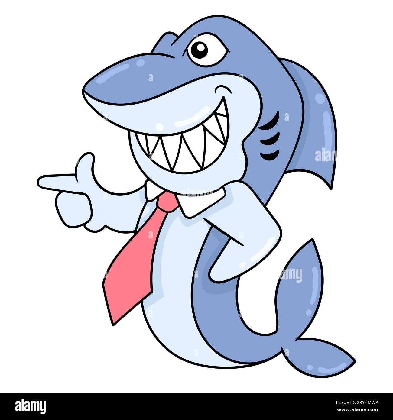 business shark wearing a red tie going to the office, vector ...