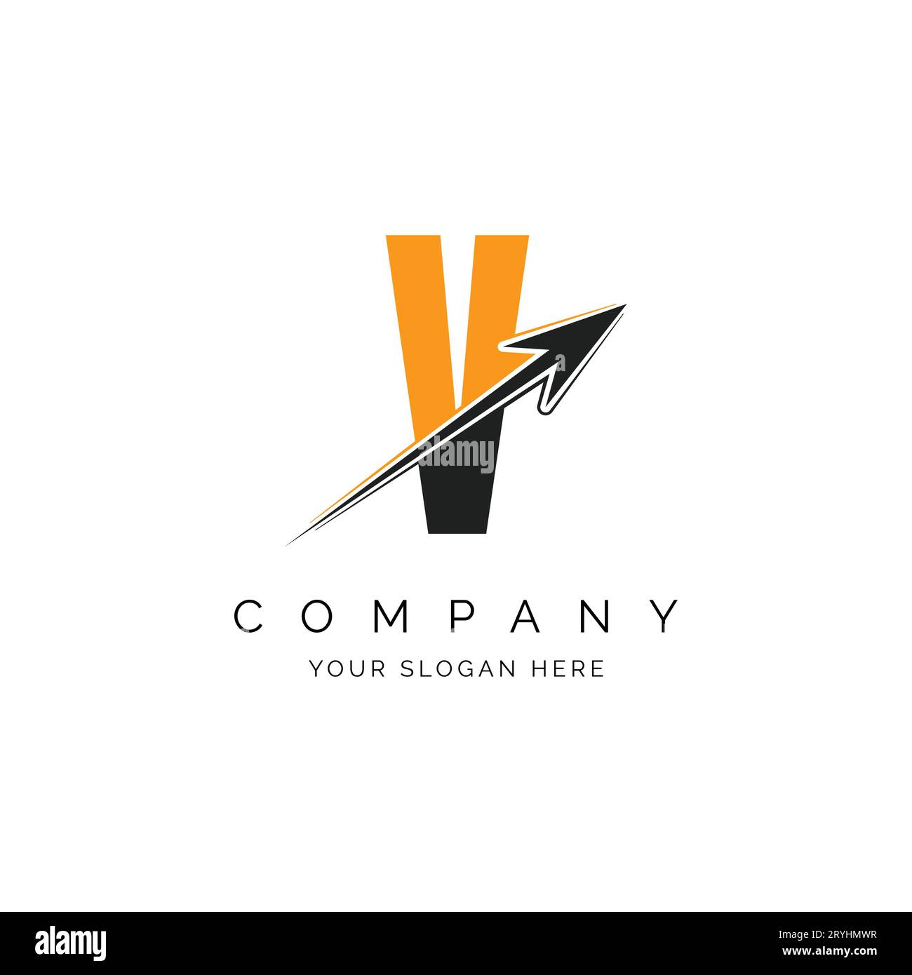 V Letter with Arrow Logo Template Illustration. V Alphabet Concept ...