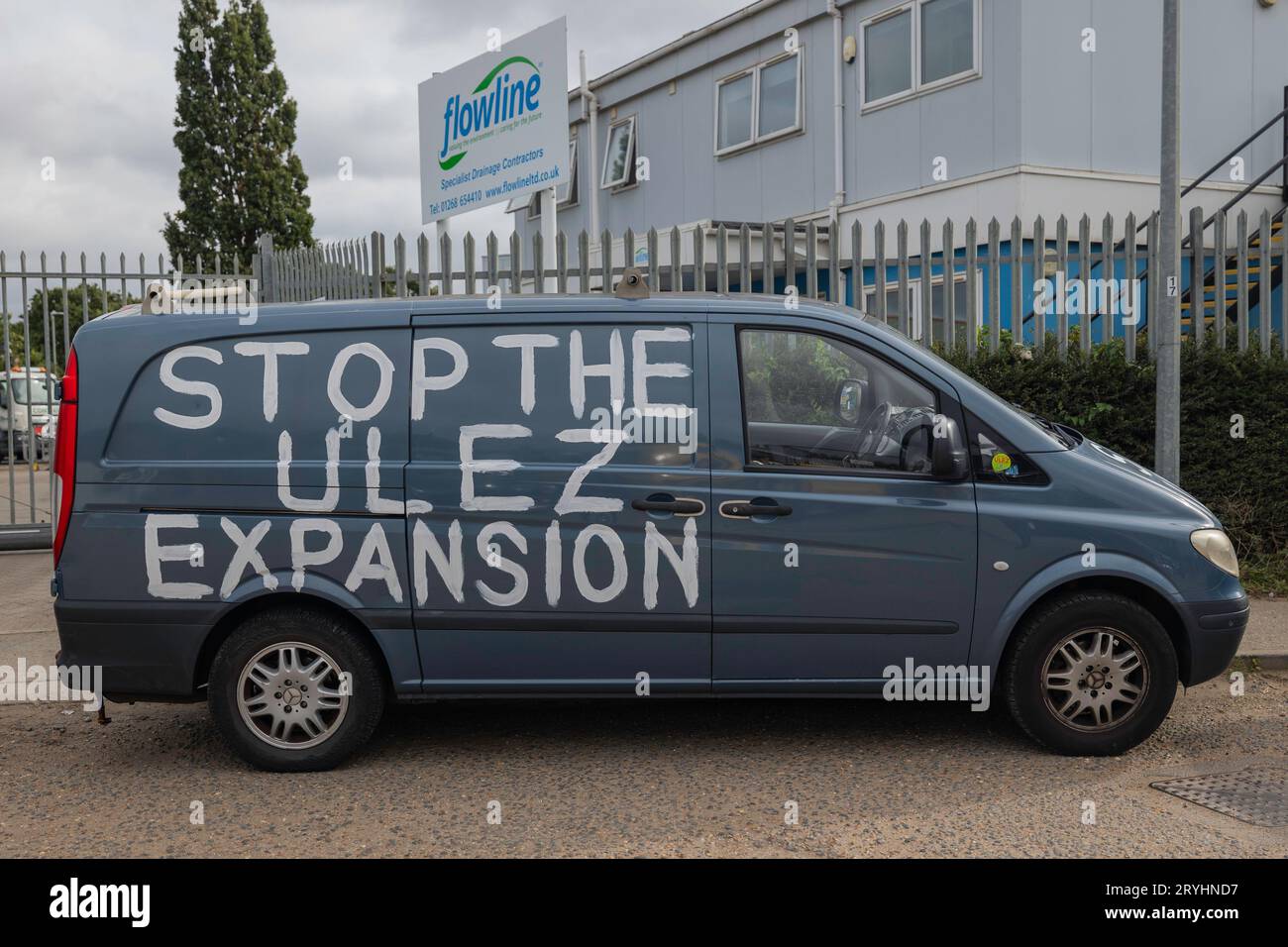 Van with Stop the ULEZ expansion on the side. Rayleigh, Essex. Ultra ...