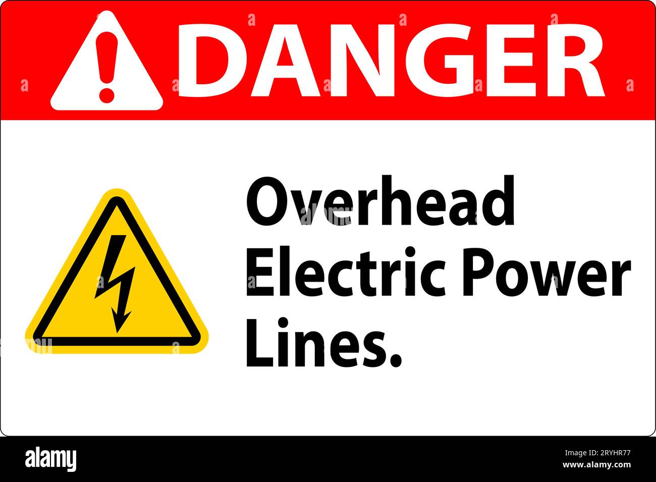 Danger Sign Overhead Electric Power Lines Stock Vector Image & Art - Alamy
