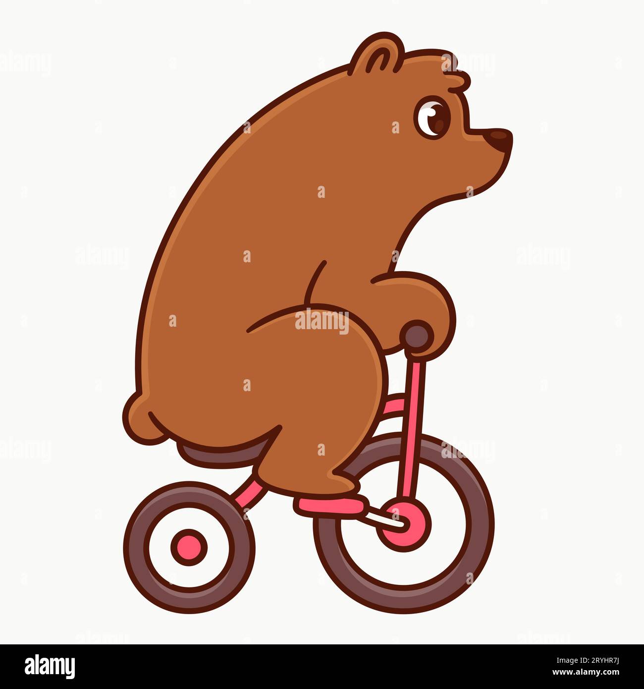 Cute cartoon brown bear riding bicycle. Simple vector clip art illustration Stock Vector Image ...