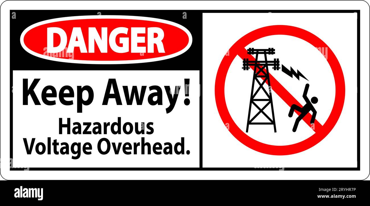 Danger Sign Hazardous Voltage Overhead - Keep Away Stock Vector Image ...
