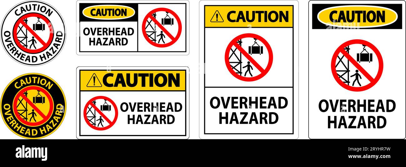 Caution Sign Overhead Hazard Stock Vector Image & Art - Alamy