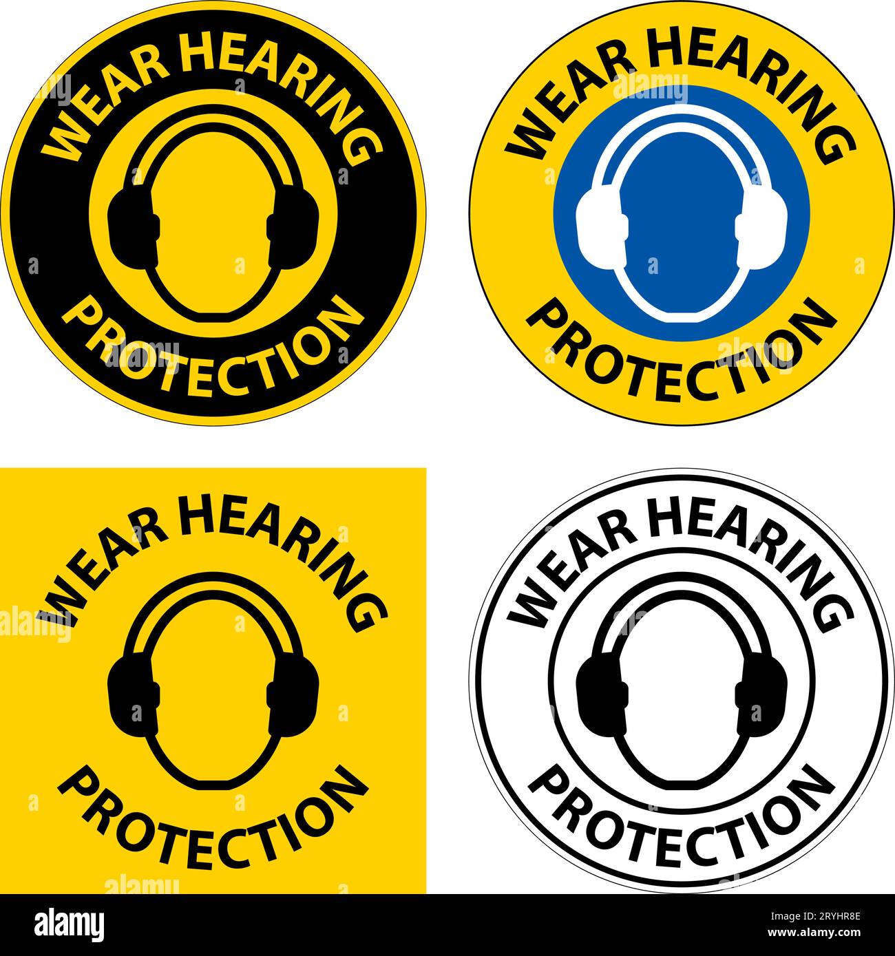 Caution Wear hearing protection on transparent background Stock Vector ...