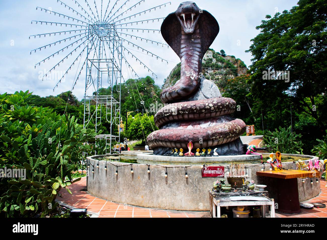 Cobra snake big statue at roundabout circle of destinations Khao Ngu ...