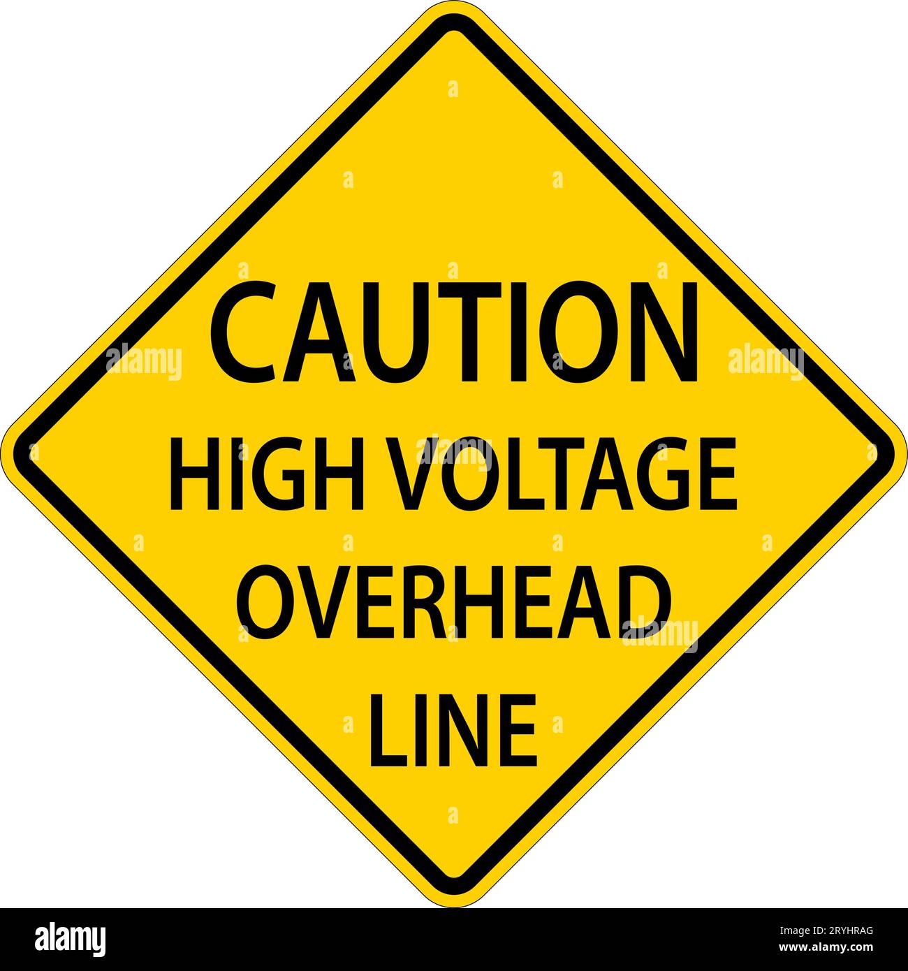 Warning Sign Caution High Voltage Overhead Line Stock Vector Image ...