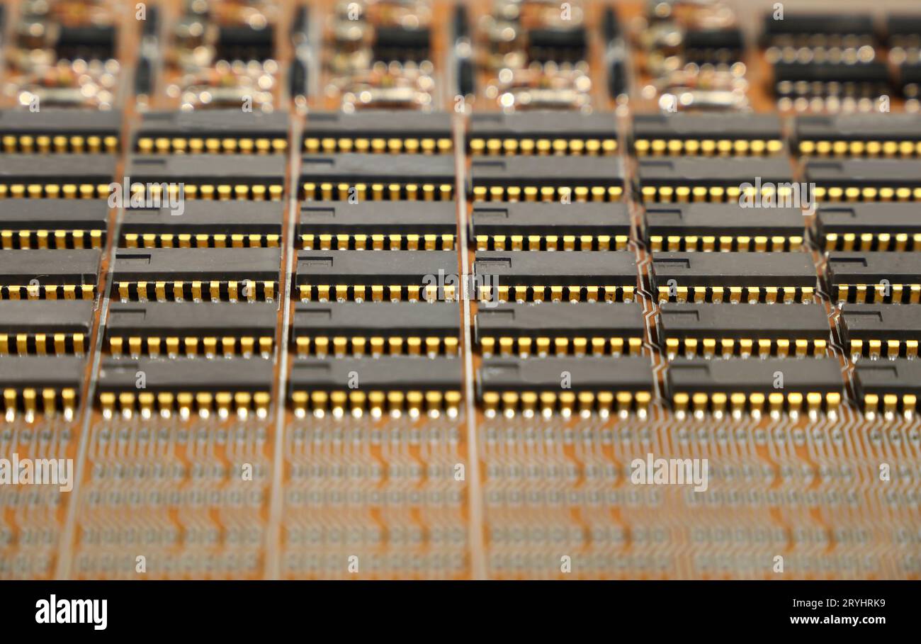 Vintage electronic circuit board close up Stock Photo - Alamy