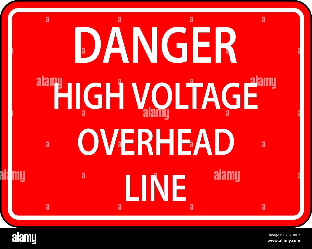 Warning Sign Caution High Voltage Overhead Line Stock Vector Image ...
