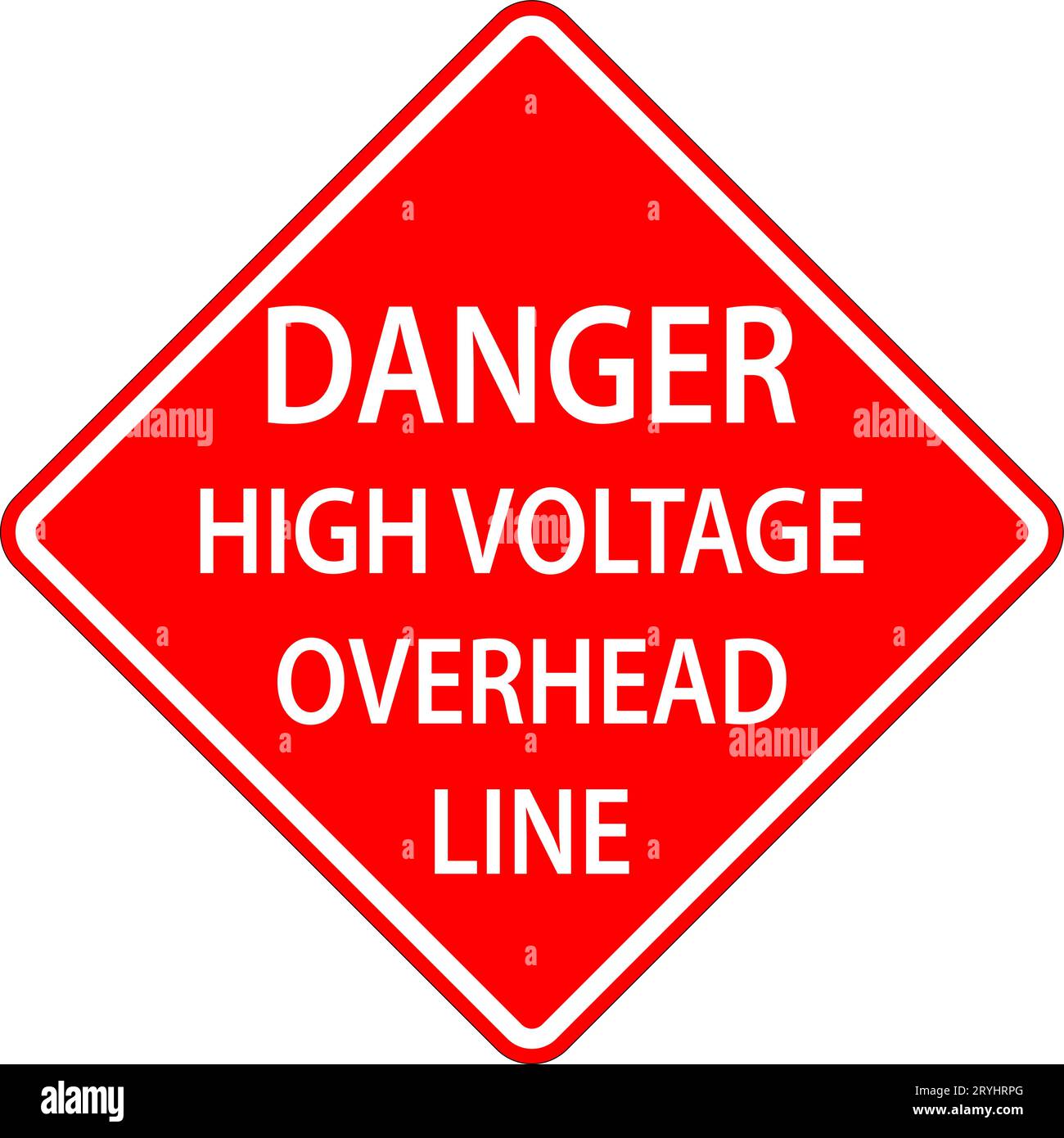 Warning Sign Caution High Voltage Overhead Line Stock Vector Image ...