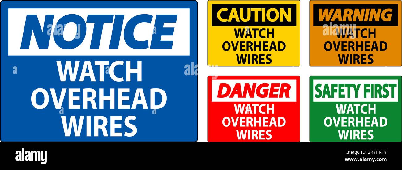 Caution Sign Watch Overhead Wires Stock Vector Image & Art - Alamy