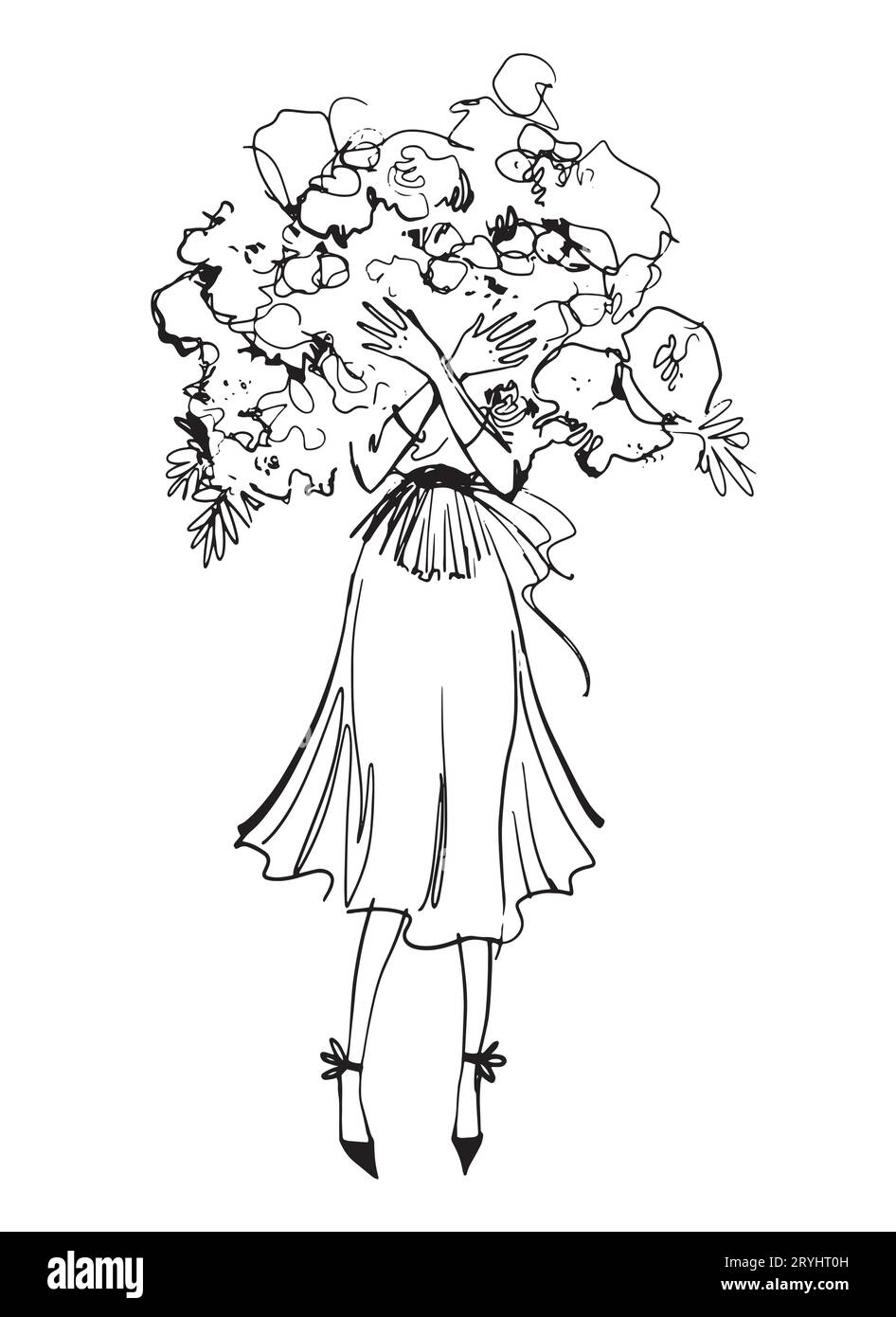 Woman girl march flowers Black and White Stock Photos & Images - Alamy