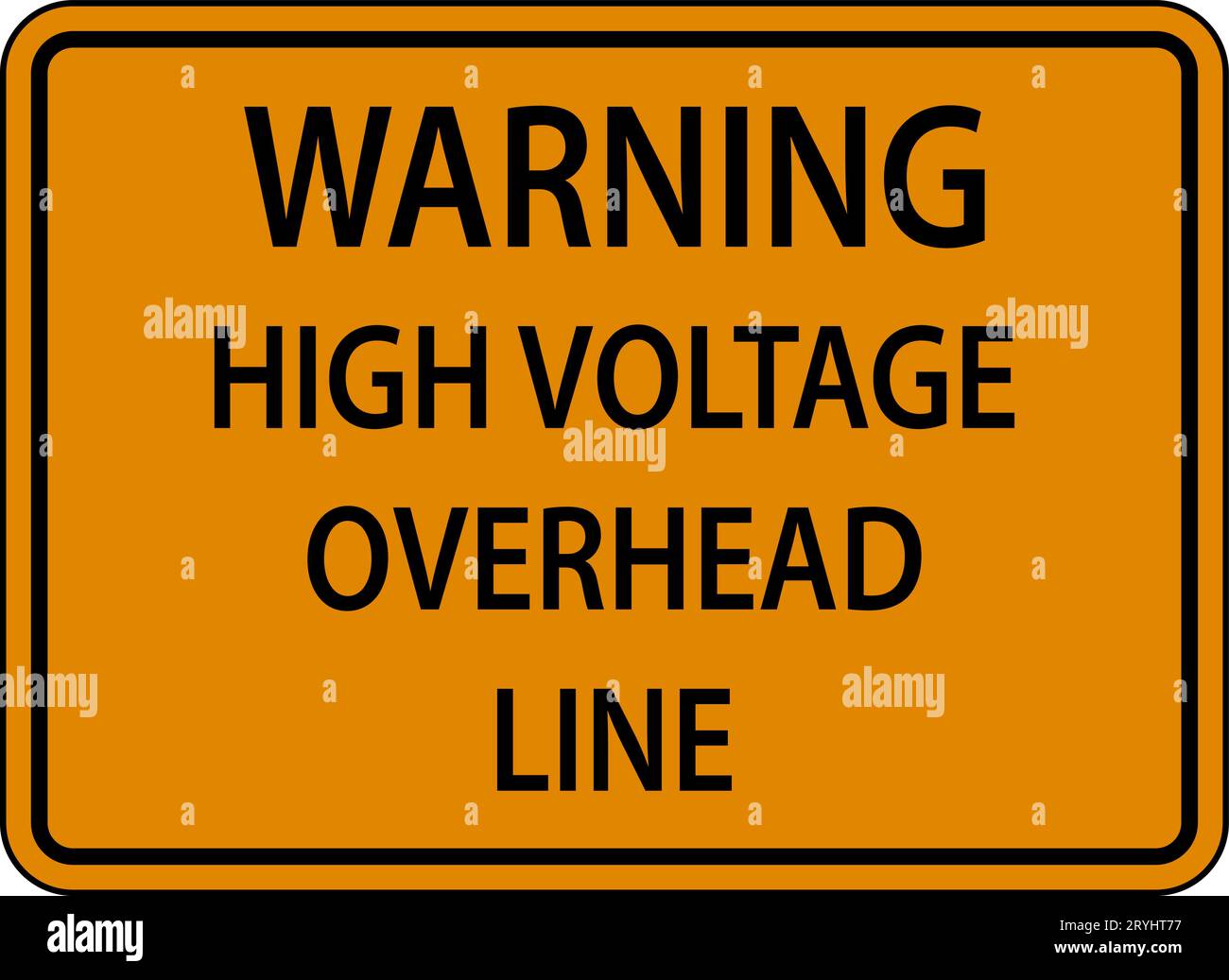 Warning Sign Caution High Voltage Overhead Line Stock Vector Image ...