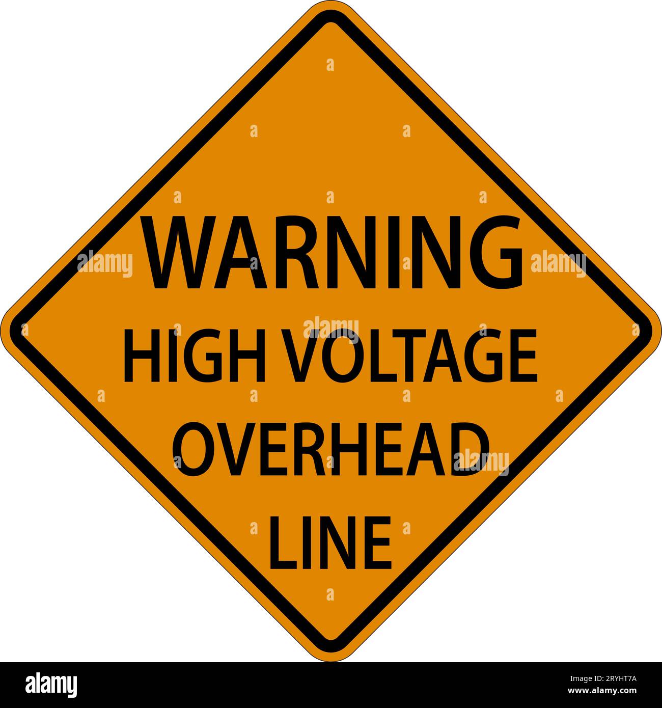 Warning Sign Caution High Voltage Overhead Line Stock Vector Image ...