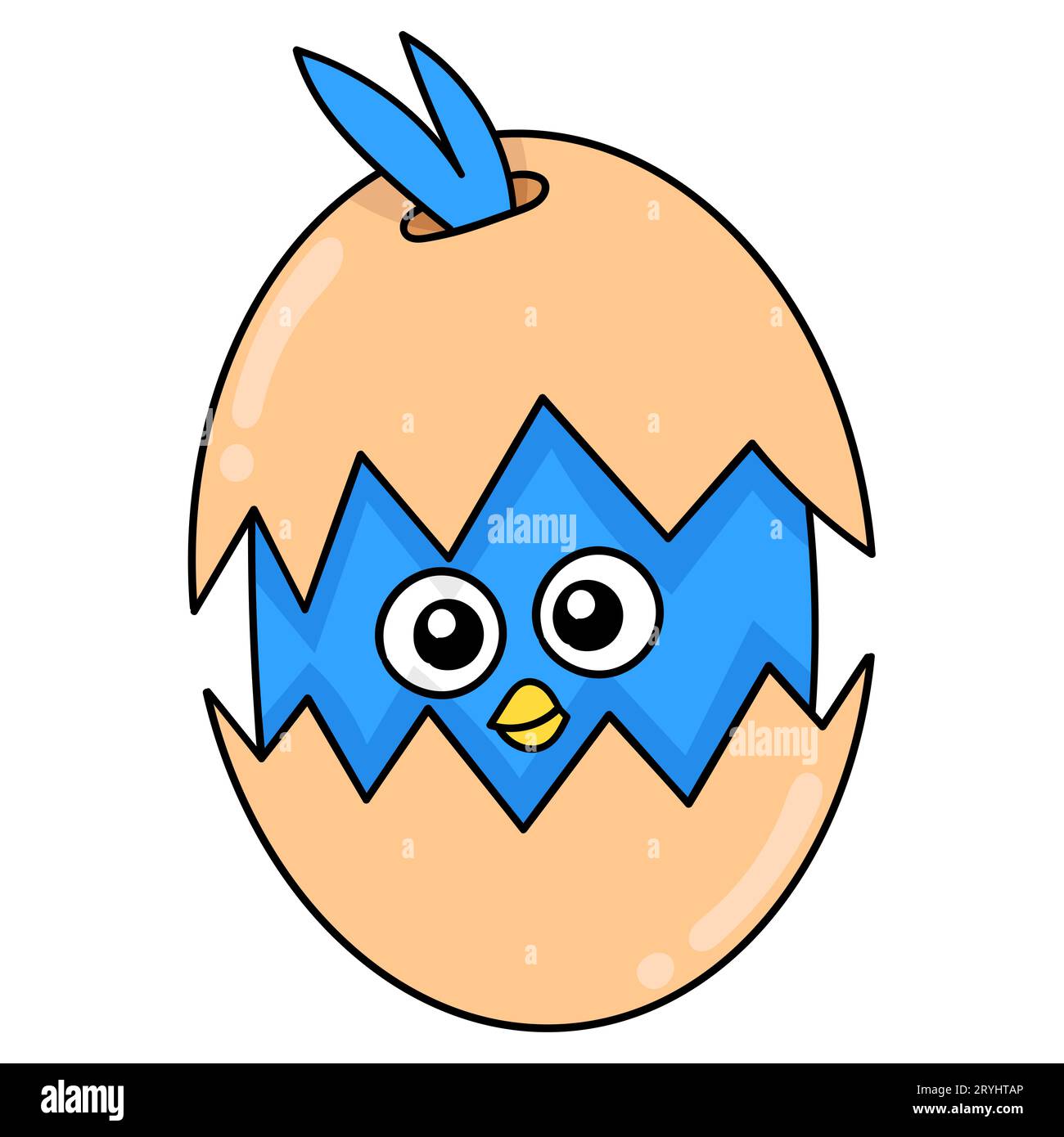cute birds born from cracked eggs, vector illustration carton emoticon ...