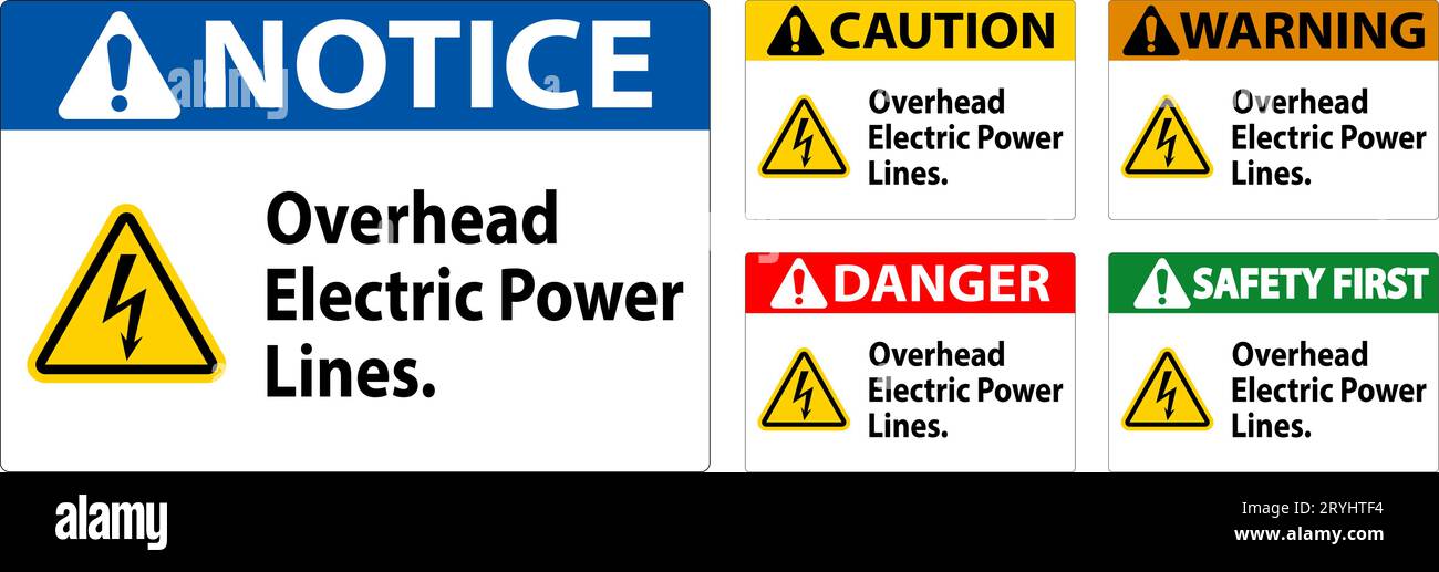 Danger Sign Overhead Electric Power Lines Stock Vector Image & Art - Alamy