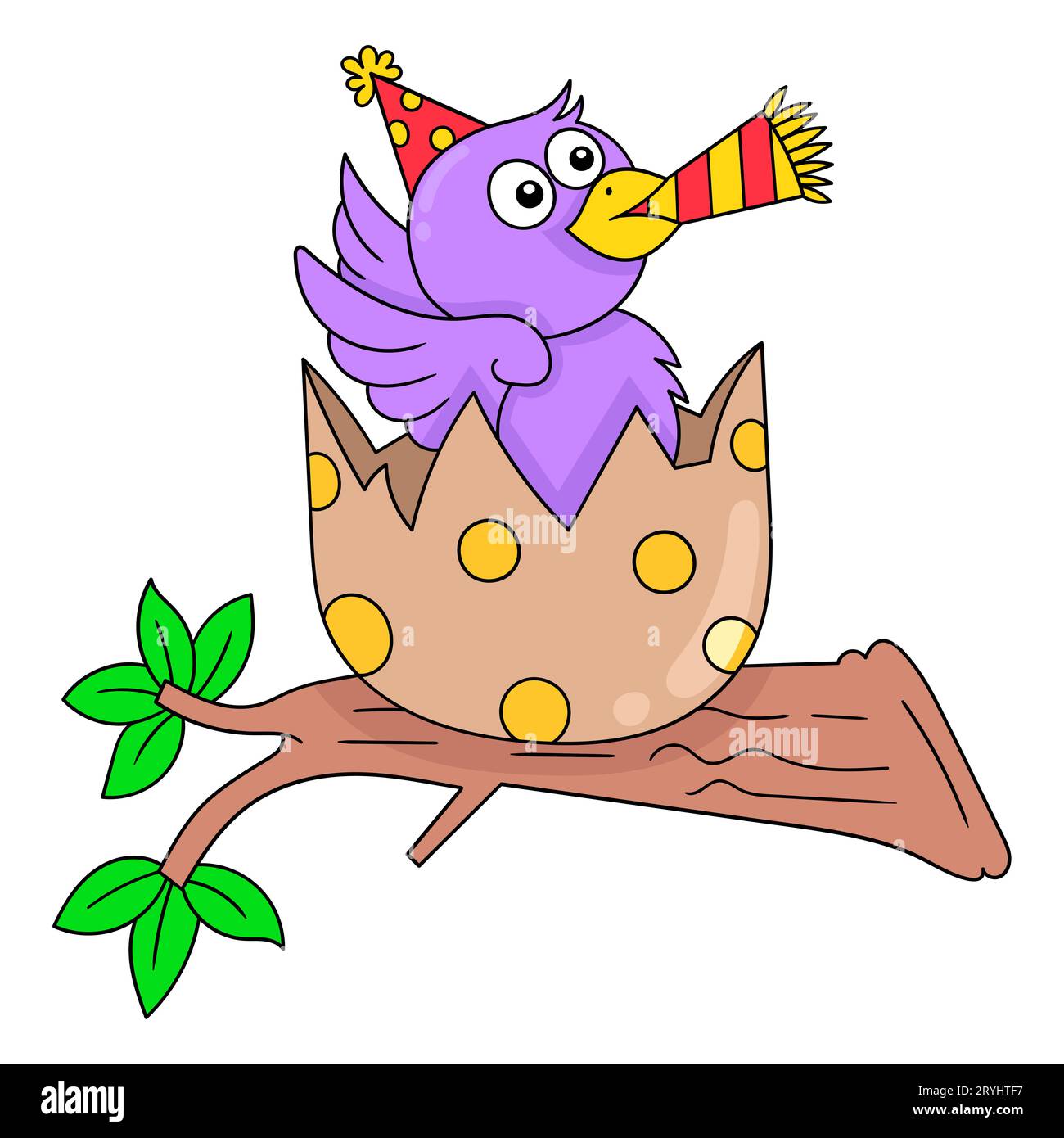 baby bird born on new year eve, vector illustration art. doodle icon ...
