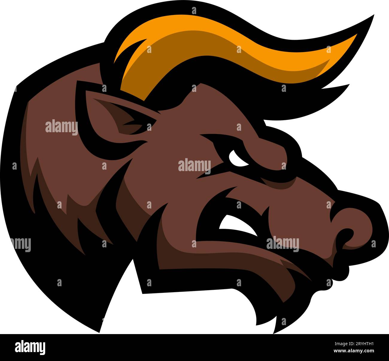 Angry bull head. Buffalo Mascot Head. Design element for logo, label ...