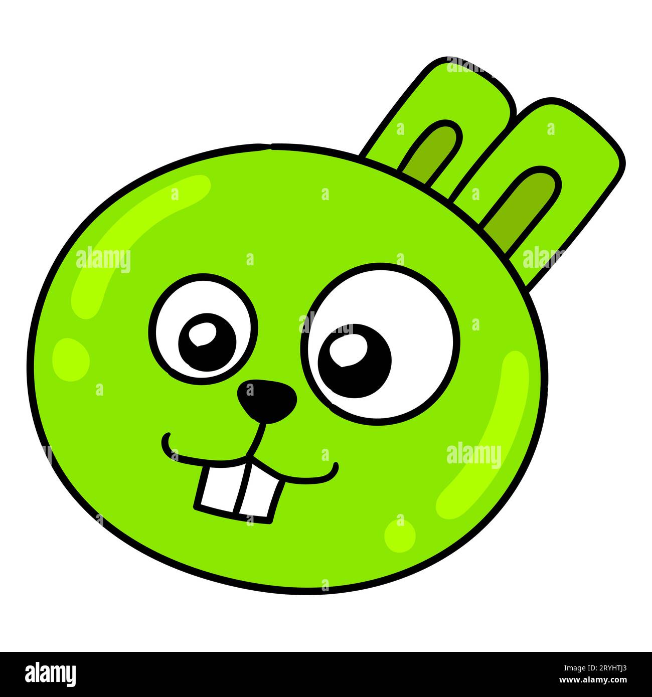 confused faced green rabbit head, vector illustration carton emoticon ...