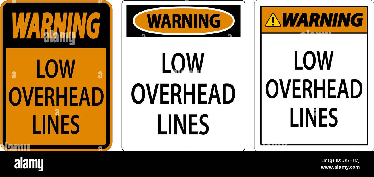 Warning Sign Low Overhead Lines Stock Vector Image & Art - Alamy